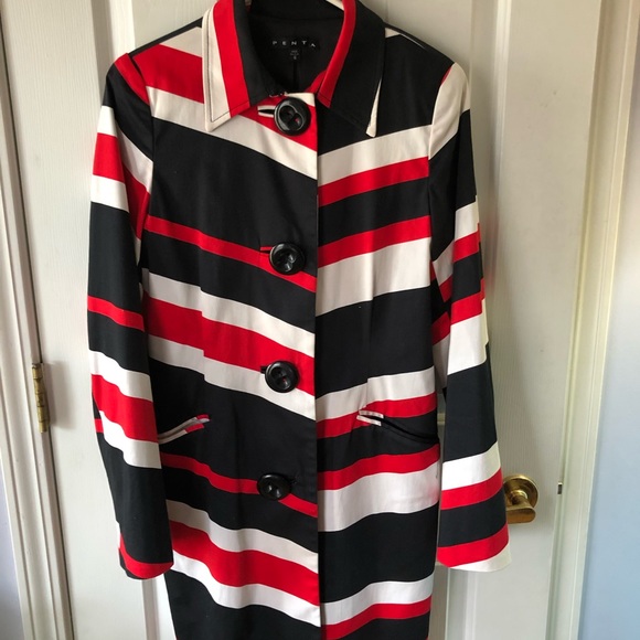 penta | Jackets & Coats | Fabulous Black Red And White Striped Jacket ...